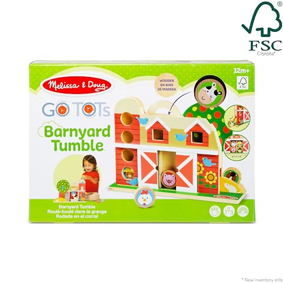 Melissa & Doug GO Tots Wooden Barnyard Tumble with 4 Disks - FSC Certified