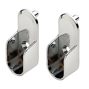 Home750-Oval Closet Rod End Supports w/Rear Facing 5mm Pins - 15mm x 30mm - Polished Chrome Finish - Set of 4