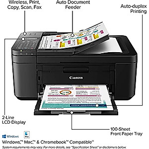 Canon PIXMA TR4720 All-in-One Wireless Color Inkjet Printer, Black - Print Copy Scan Fax - 2-Line LCD Display, 4800 x 1200 dpi, Auto 2-Side Printing, 20-Sheet ADF, DAODYANG Printer_Cable