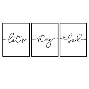 Let's Stay In Bed Quote Prints Minimalist Wall Decor Bedroom Wall Art Above Bed Art Prints Bedroom Decor Set of 3 UNFRAMED 11X14INCH