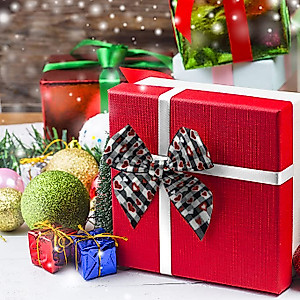 LANGFON Valentine's Day Fabric Ribbons 10 Yards, Valentine Heart Black White Buffalo Plaid Edge Wired Ribbon Gift Wrapping Wedding Party Decoration Tree Craft Supplies - 2.5 Inch x 10 Yards x 1 Roll