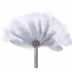 HRANG Chinese Fan Folding Hand Fan Bridal Feather Bouquet Decorative Fan Crystal Bridesmaid Wedding Bouquet Flapper Folding Fan Paper Fan Hand Folding Fans Vintage Style