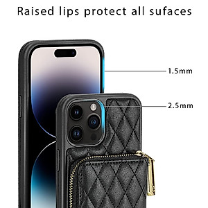 LAMEEKU Designed for iPhone 13 Pro Max Wallet Case with Card Holder, Leather Crossbody Case for Women Shockproof Case Compatible with iPhone 13 Pro Max, 6.7 Inch-Black