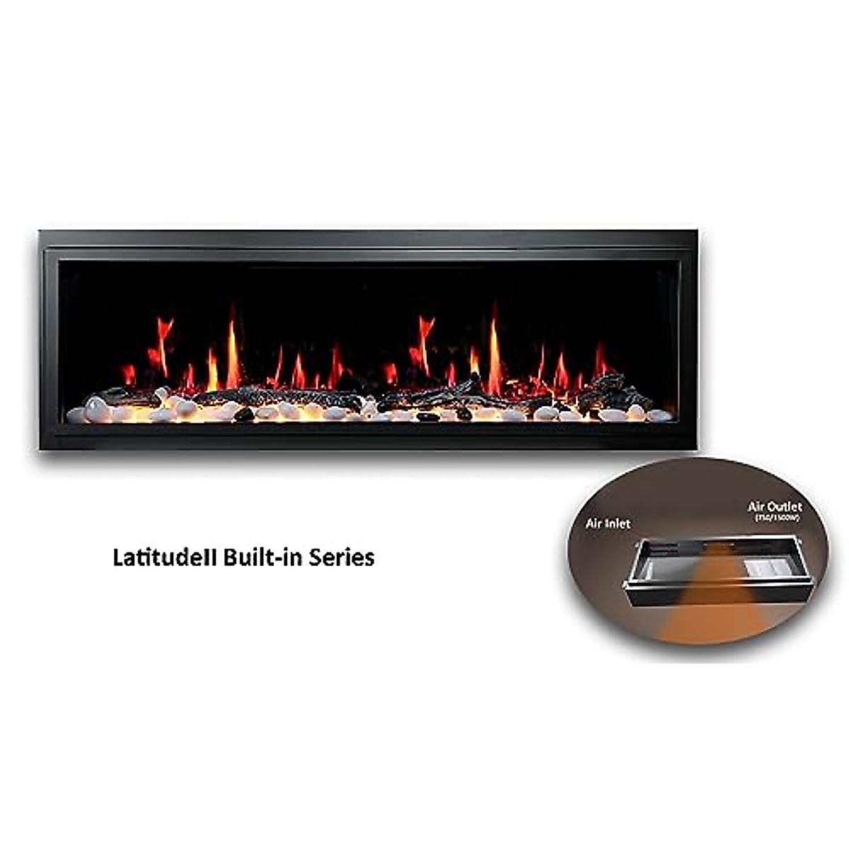 Litedeer Latitude 55" Smart Built-in Linear Electric Fireplace with Fire Crackling Sounds Smart Fireplace App WiFi Enabled - ZEF55V, Black