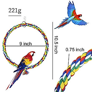 WishLotus Bird Swing, Cage Hanging Toys Cotton Rope Swing Bite Resistance Perches Toy Parrot Toy Boredom Breaker for Budgie, Cockatiels, Conures, Finches, Small Parakeets (25cm)