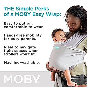 Moby Easy-Wrap Carrier | Baby Carrier and Wrap in One for Mothers, Fathers, and Caregivers | Designed for Newborns, Infants, and Toddlers | Holder Can Carry Babies up to 33 lbs | Smoked Pearl
