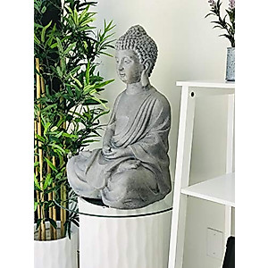 Kante 25.6" Lightweight Sitting Meditating Buddha Zen Indoor Outdoor Statue Natural Concrete