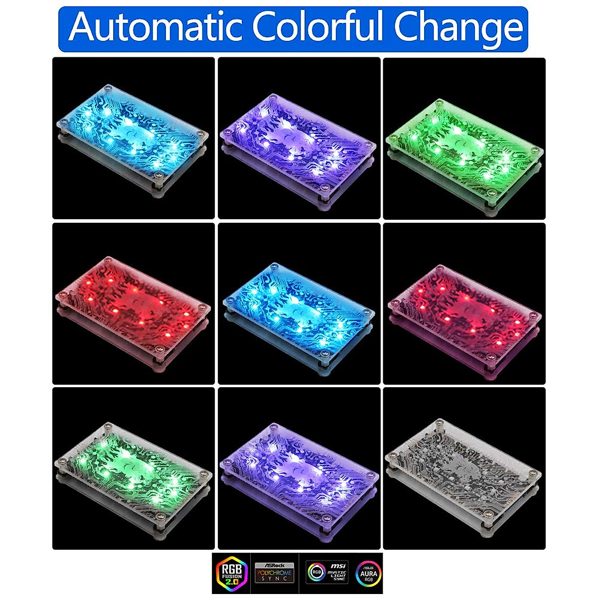 Newest Version 12V RGB Hub with Acrylic Case and Magnetic Standoff for ASUS/MSI 12V 4Pin LED Controller