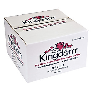 Kingdom Prefilled Communion Cup with Wafers(250ct red juice) Sealed in a Single-Serving Container with One-Year Shelf Life, Perfect for Holy Eucharist Celebration in Hospitals, Summer Camps, and More!