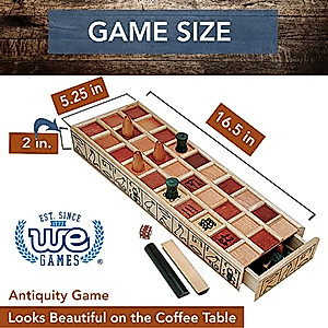 WE Games Senet Ancient Egyption Wooden Board Games, Strategy Board Game for Kids and Adults, Table Top Board Game with Built in Storage, with 10 Player Pieces, Keepsake Quality Desktop Game