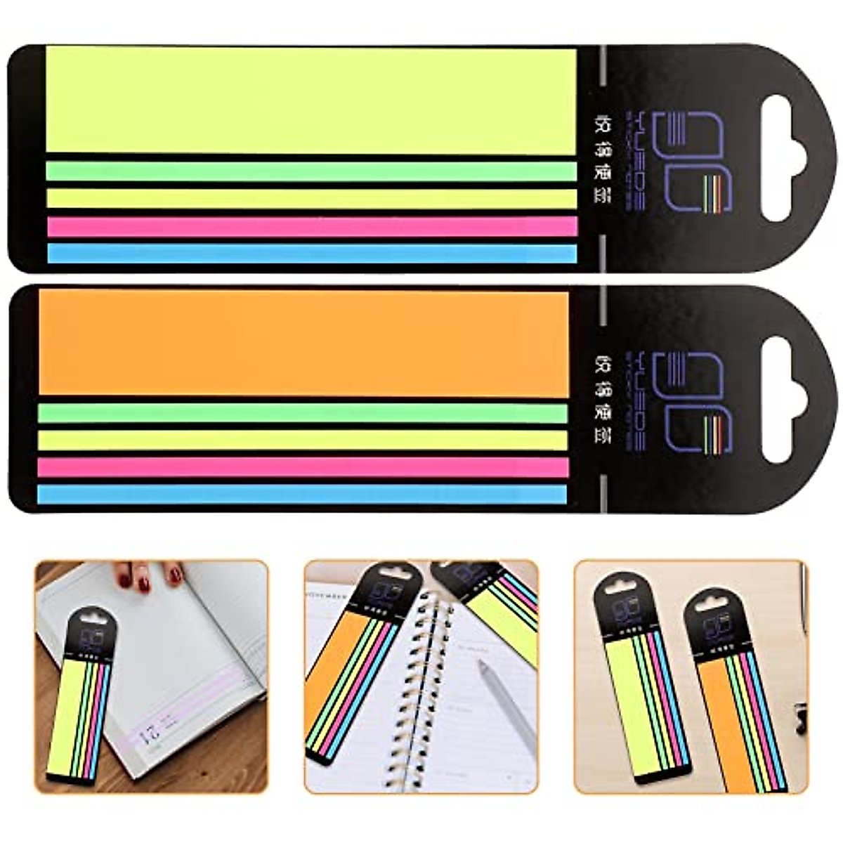 Tofficu 2 Boxes Sticky Note Pads Set Long Page Markers Index Tabs Colored Bookmarks Fluorescence Page Marker Style 2