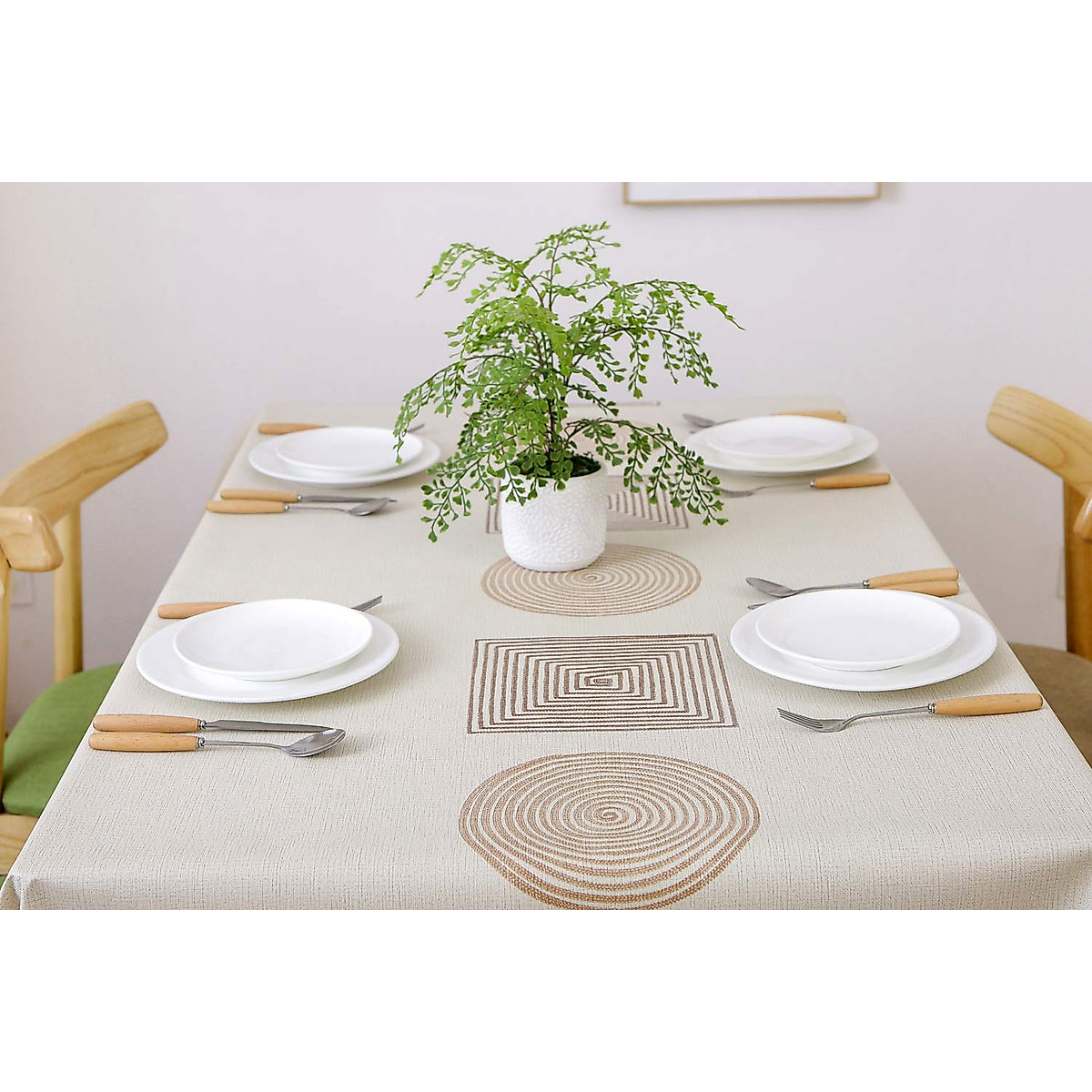 Yofori Table Cloth for Square Table Heavy Duty Vinyl Tablecloth Square Waterproof Plastic Tablecloth Wipeable Outdoor PVC Table Cover for Picnic(54x54 inch, Geometry)