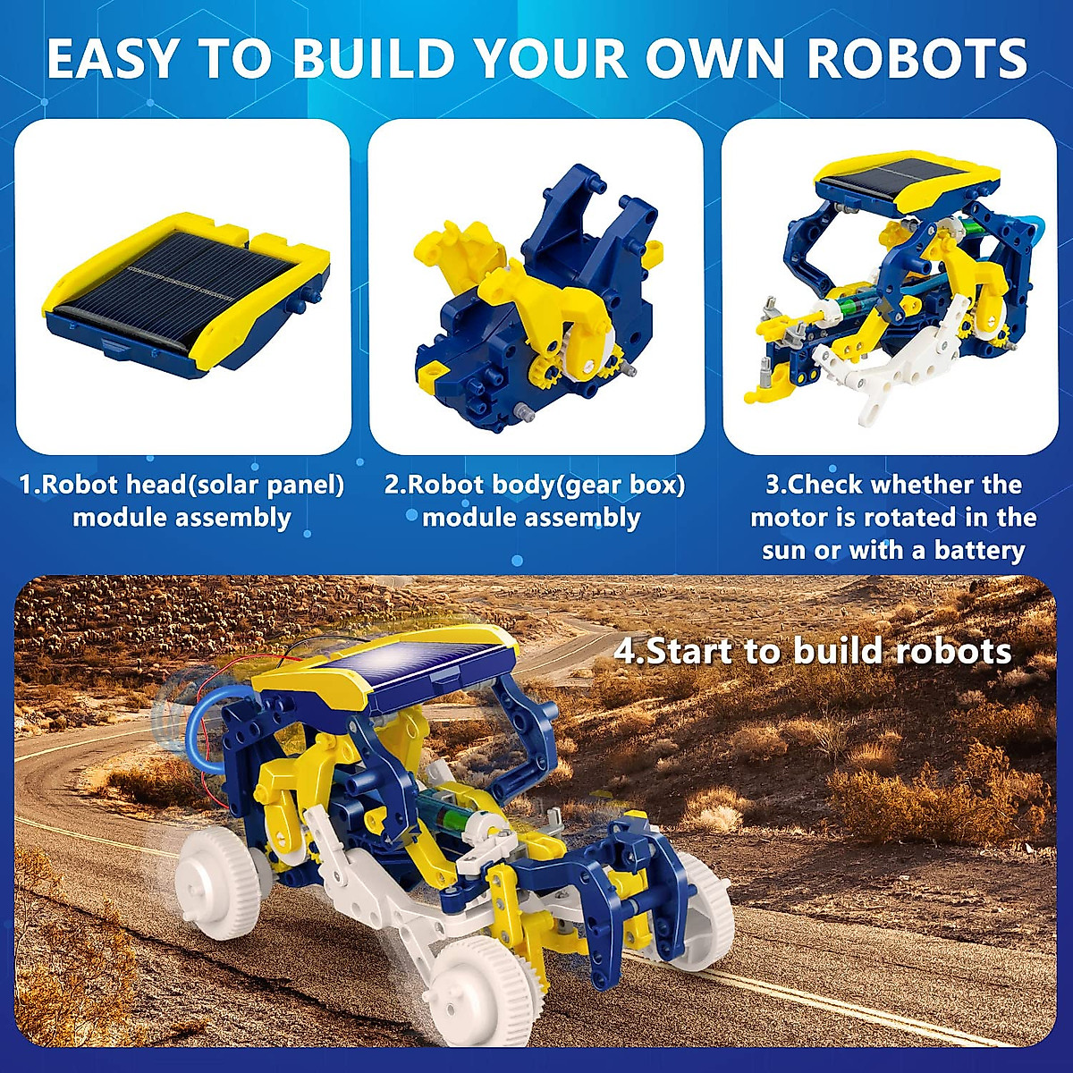 JoyZin STEM 11-in-1 Solar Robot Kit, 231 Pieces DIY Science Experiment Kit, Learning Educational Building Toy Set for Toddlers Kids Boys Girls 6 7 8 9 10 11 12 Years Old Birthday