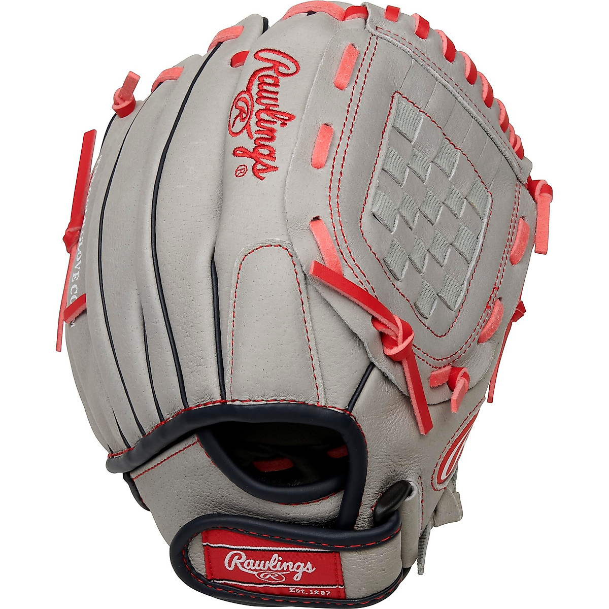 Rawlings | MARK OF A PRO LITE Youth Baseball Glove | Right Hand Throw | 10.5" - Basket Web | Mike Trout Model - Grey/Red/Navy