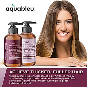 Aquableu’s Advanced Therapy Anti-Thinning Shampoo and Conditioner Set – 14 All-Natural Ingredients to Moisturise, Strengthen and Fight Hair Thinning – Biotin, ACV, DHT Blockers – Sulfate Free – 16oz