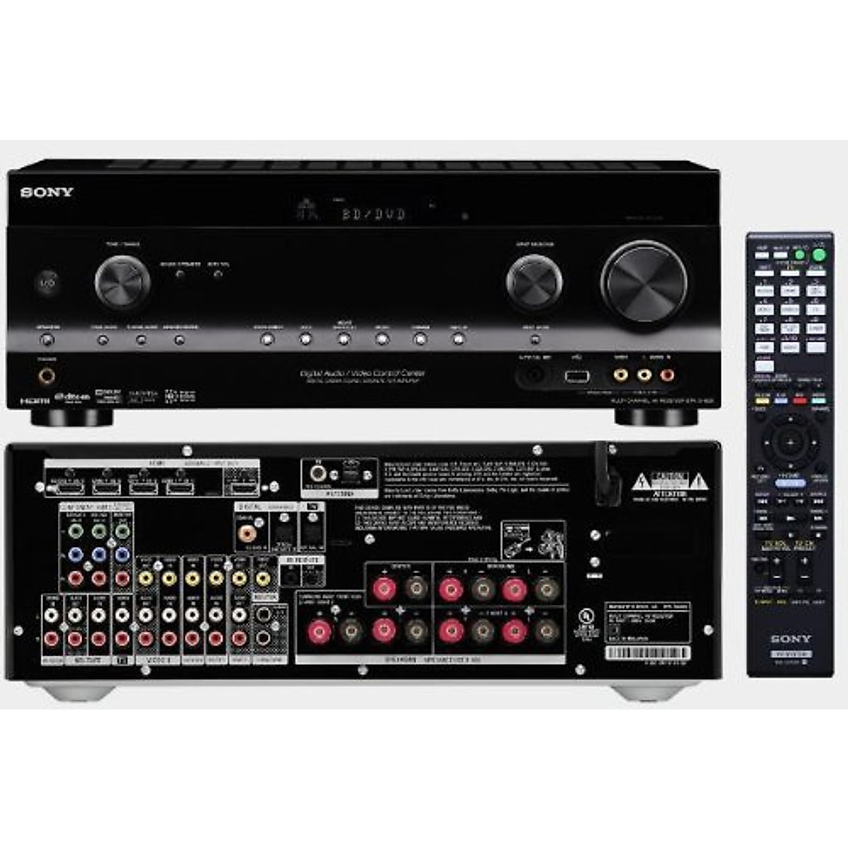 Sony HD Digital Cinematic Sound 770 Watts 7.1 Channel 3D A/V Receiver + Yamaha Custom Easy-to-Install Natural Sound in-Ceiling 3-Way 100 watts Speaker (Set of 4) with Dual Twee