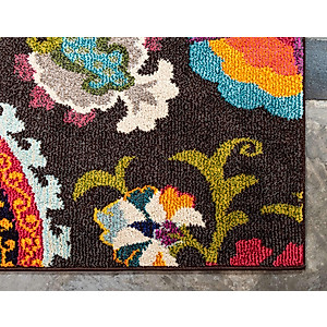 Unique Loom Estrella Collection Contemporary, Bohemian, Floral, Abstract, Paisley Area Rug, 7' 1" x 10' 0", Brown/Beige