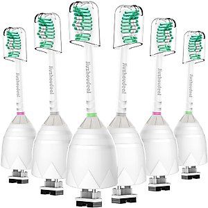 Jiuzhoudeal Replacement Toothbrush Heads for Philips Sonicare E-Series, Compatible with Sonicare Essence, Elite, Advance, CleanCare Screw-on Electric Toothbrush HX7022/66, 6 Pack