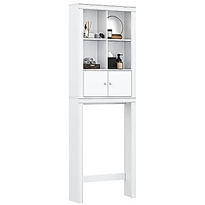 Spirich Home Bathroom Shelf Over The Toilet, Storage Cabinet Over Toilet, Bathroom Organizer Space Saver (White)