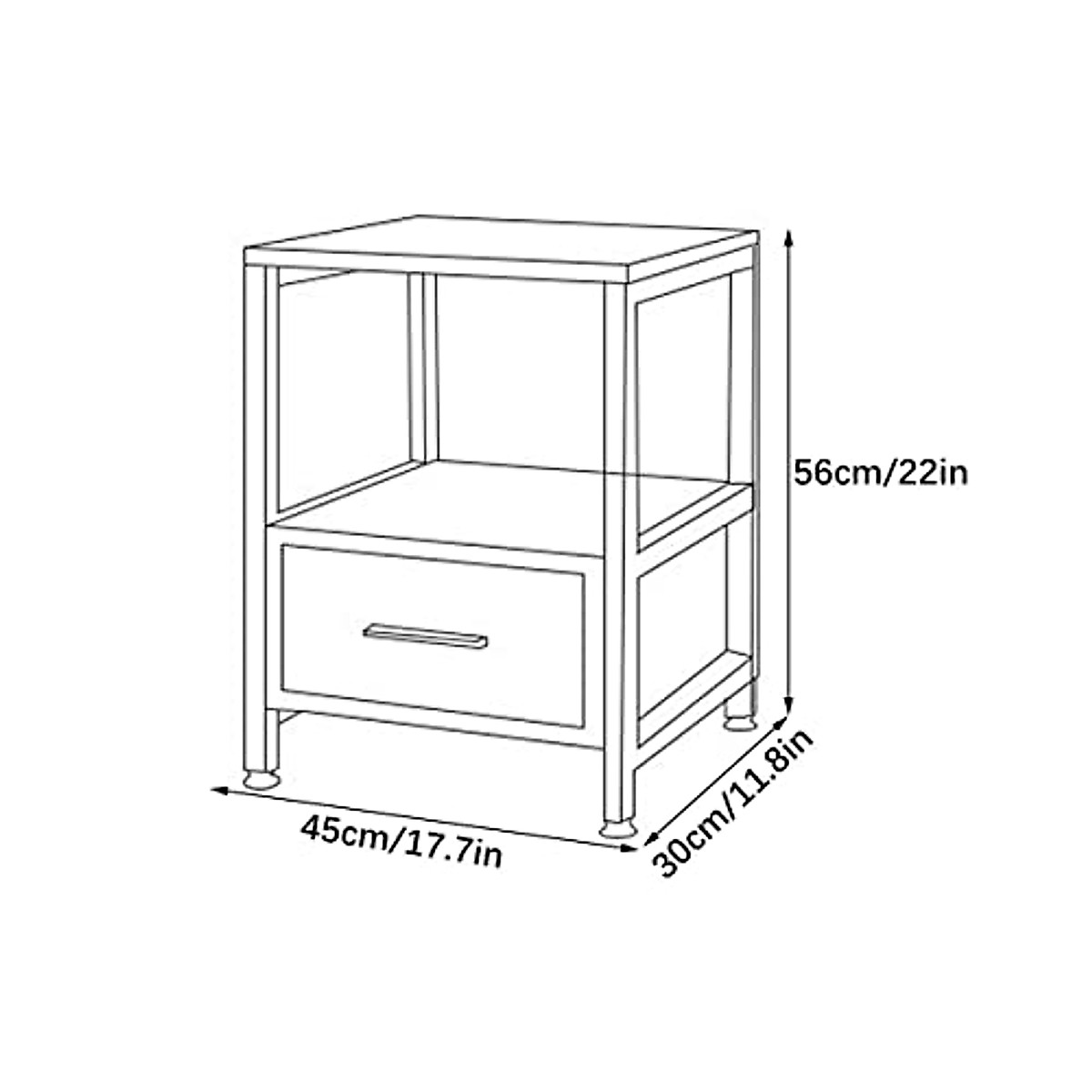 sgzyl 2 Tier Bedside Table with Drawers Side Table Antique Bedside Table with Metal Frame Wood Grain Living Room (Color : E)
