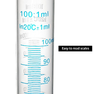 QWORK 100ml Polypropylene Plastic Beakers – Laboratory Test Beakers with Hexagonal Base, 20-Pack Transparent Measuring Cylinder Dual-Sided Measurement Lines, Science Projects & Home Use