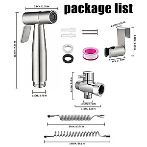 MUMENG Handheld Bidet Sprayer for Toilet Kit,Adjustable Water Pressure,Stainless Steel Diaper Sprayer Set,Hand Held Head for Personal Hygiene and Pets Cleaning with Retractable Spring Hose and Holder