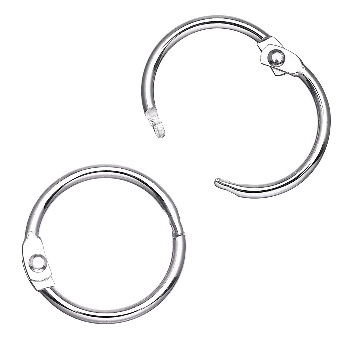 Antner 100 Pieces Loose Leaf Binder Rings, 1" Diameter, Nickel Plated Metal Office Book Rings Key Rings