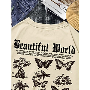 GORGLITTER Men's Graphic Print Short Sleeve T Shirt Round Neck Casual Tee Top Khaki Large