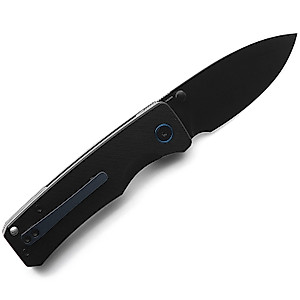 Miguron Knives M Pelora Pocket Folding Knife,3.18" Black PVD14C28N Blade Black G10 Handle With Titanium Pocket Clip,Camping Hiking Knife MGR-804BK