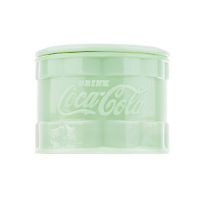 TableCraft's Coca-Cola Jadeite Salt Cellar with Lid 4.25 x 4.25 x 3.75", Green