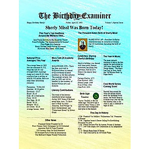 Historical Customized Personal Birthday Examiner Newspaper Chronical Art Print for the Day You Were Born from 1900 to 2020 (Heavenly Light)