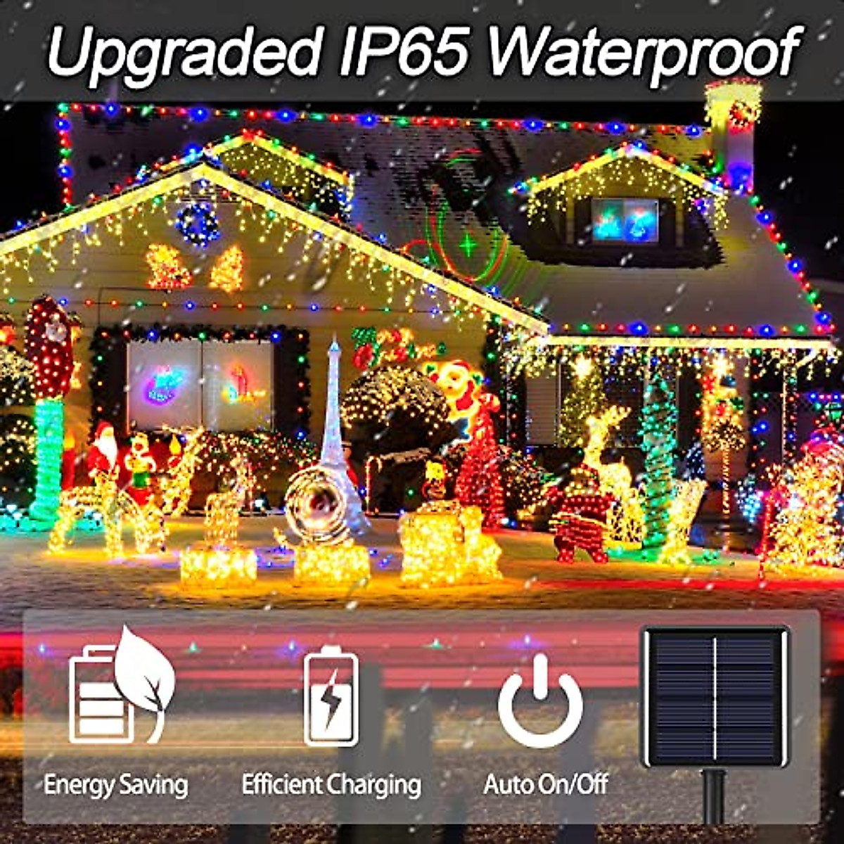 2 Pack Solar String Lights Outdoor, 200 LED Extra-Long 72FT Solar Powered Lights with 8 Lighting Modes, Waterproof Outdoor Lighting Decoration for Garden, Patio, Balcony, Xmas, Wedding, Party