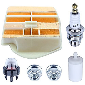 Adefol Chainsaw Air Filter Tune Up Kit For Husqvarna 450 Rancher 450 e II 445E II with Fuel Filter Spark Plug Primer Bulb Bar Nut Replacement Parts for 531309681 544080803 503443201