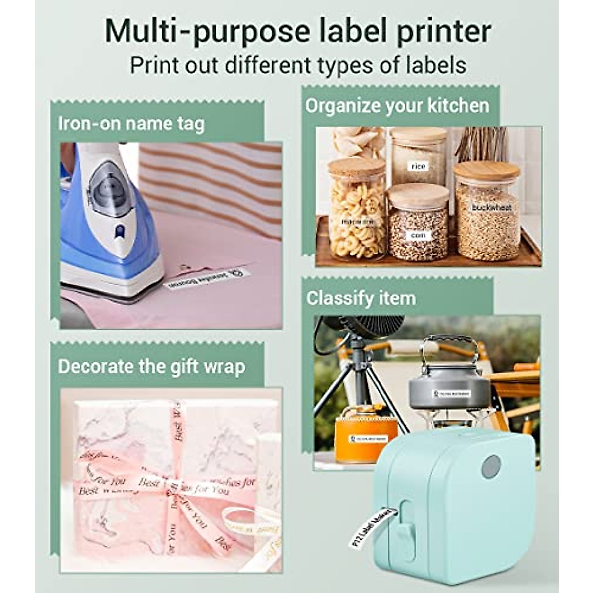Phomemo Label Makers, P12 Label Maker Machine with Tape, Sticker Label Maker Compatible with Different Material Labels, Small Label Printer to iOS and Android Device, with Multiple Templates Font Icon