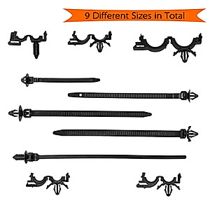 95 PCS Car Moulding Wire Harness Loom Routing Clips Fender Flare Panel Blind Rivets Rocker Clips Assortment Black Nylon for Jeep Wrangler JK 2007-2015 68039280-AA Ford GMC Chevrolet