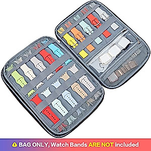BGTREND Watch Bands Carrying Case for 35 Watch Bands, Watch Band Holder and Organizer Compatible with Apple Watch Bands and Other Accessories, Gray