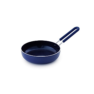 BLUE DIAMOND Cookware Ceramic Nonstick Frying Pan, 8 inch New Version & Cookware Healthy Ceramic Nonstick Mini Egg Pan, Blue