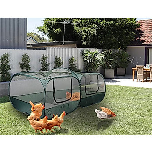 Kinsha Portable Chicken Coop Chicken with a New Upgraded Detachable Bottom Cover for Small Animals Foldable Outdoor Indoor Enclosure Chicken Pen- and Complete with a Feeder Bowl and Storage Bag