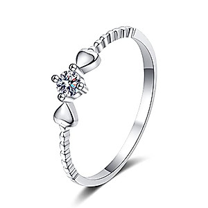 StarGems 0.1ct Moissanite 925 Silver Platinum Plated Double-Heart Band Ring B4492-0.1ct-4.5