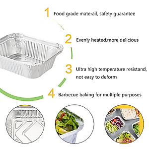 Waytiffer Aluminum Foil Pan 5.5" x 4.5" (50 Pack) Disposable Cookware with Lids/Aluminum Foil Food Containers/Meal Prep Freezer Drip Pans BBQ Potluck Holidays Silver