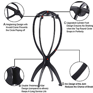 Ruiwen hair 2PCS Wig Stand, Wig Head Stand, Wig Head, Travel Wig Stand for Styling Collapsible Wig Stand Portable Wig Stand Wig Holder 13.8 Inch Wig Stands for Women Multiple Wigs