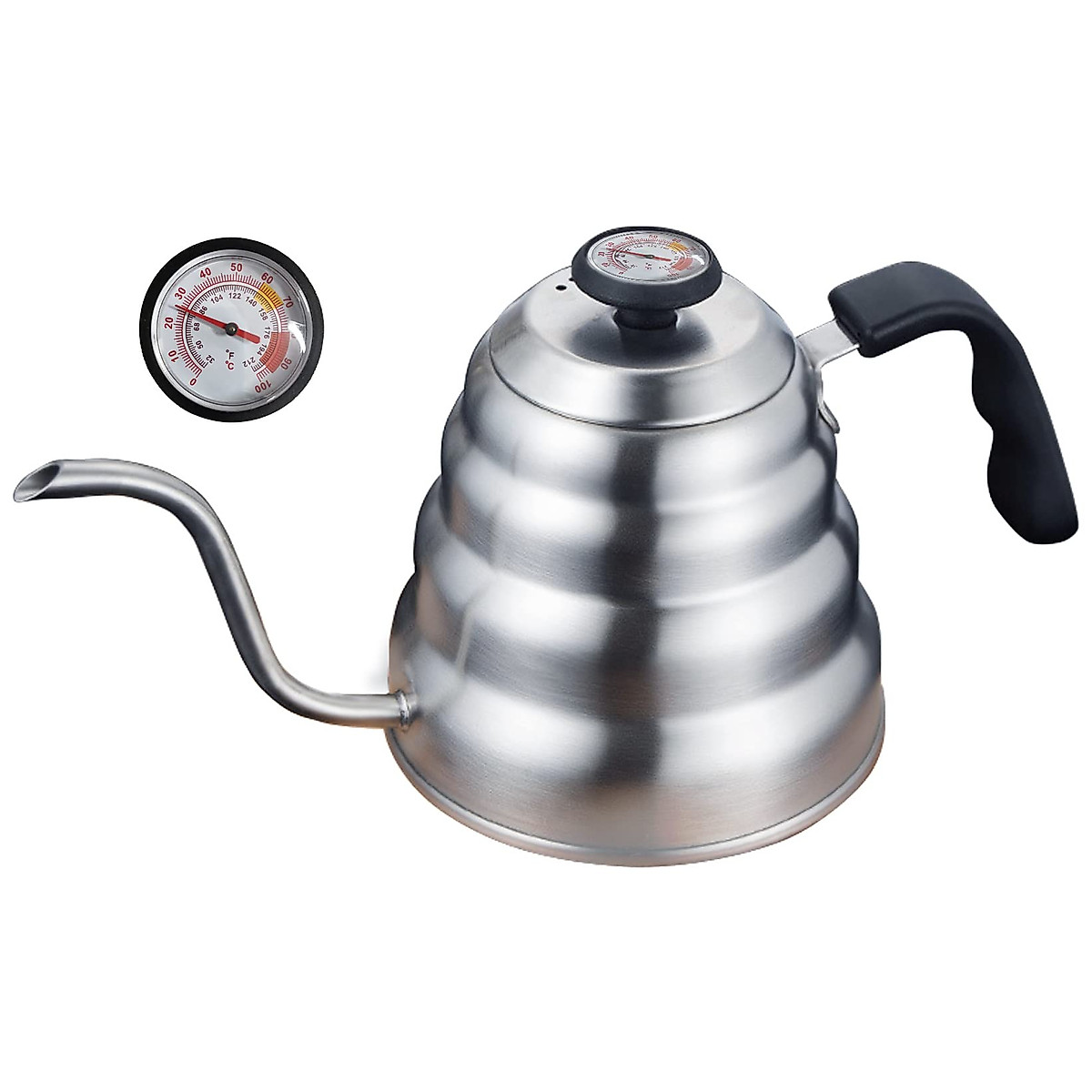 Beeca Pour Over Coffee Kettle with Thermometer, Premium Stainless Steel Gooseneck Kettle for Tea French Press Drip Coffee Slow Brew Pot for All Stovetop and Any Heat Source, 40oz / 1200ml