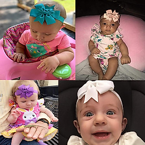 WillingTee Baby Girls Headbands 3" Grosgrain Ribbon Hair Bows Baby Headbands Hair Accessories for Baby Girls Infants Toddlers Newborn