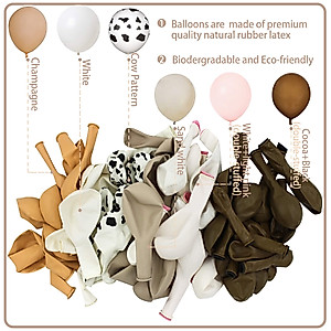 127Pcs Farm Theme Party Balloon Garland Arch Kit Peach White Sand White Brown Coffee Balloons with Cow Print Balloons for Kid‘s Baby Shower Birthday Wedding Outdoor dinner Party…
