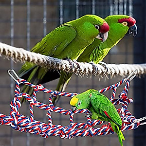 2 Pack Large Colorful Bird Rope Net, 14 × 10 Inches Rat Climbing Rope Net, Pet Hanging Hammock, Bird Ladder Rope Bridge, Small Animal Rope Net Toy, Cage Accessories for Rat Hamster Bird Ferret