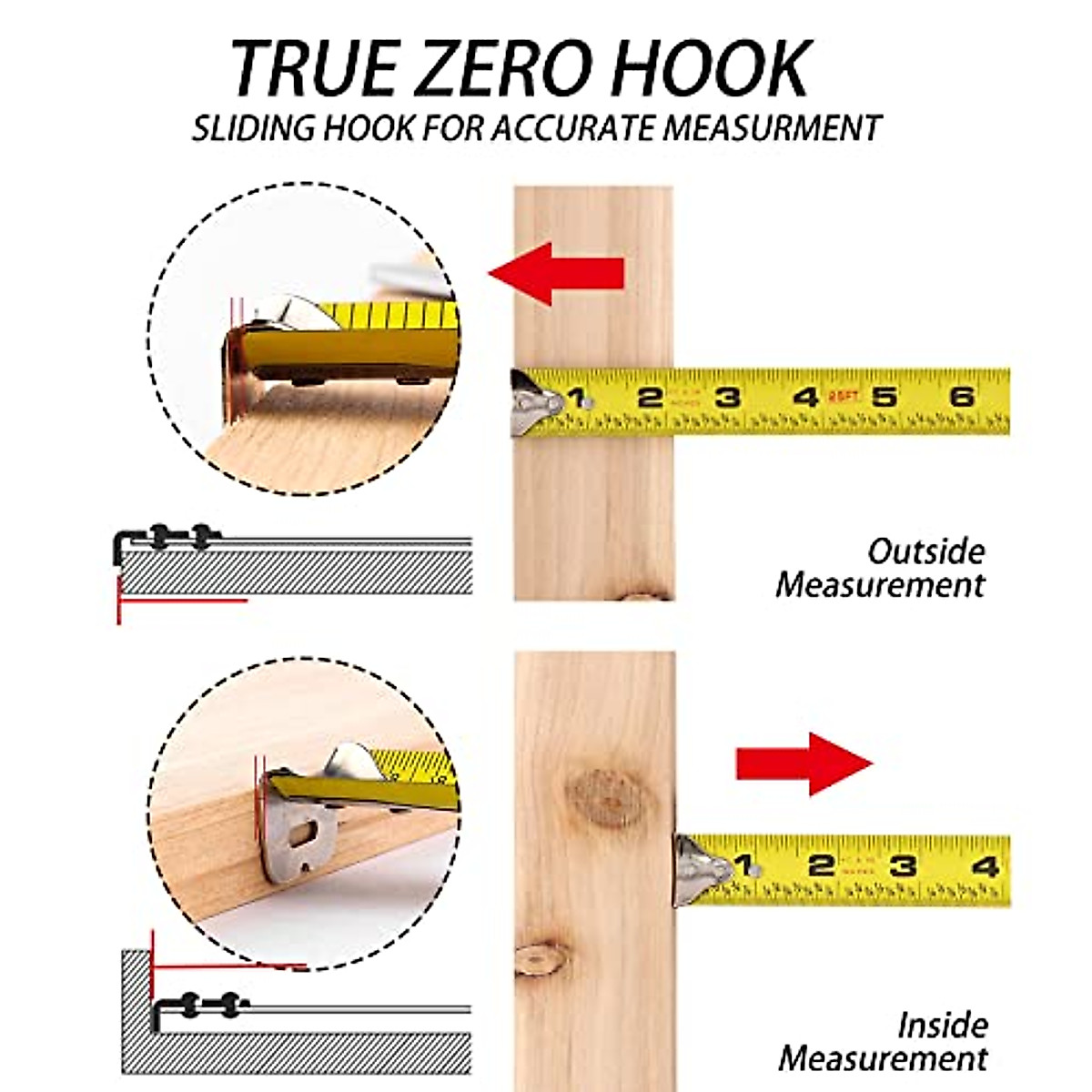 DOWELL Measuring Tape Measure 25ft Measurement Tape Steel Blade Shock Absorbent Solid Rubber Case Accurate Easy Read with Fractions 1/8 for Construction Contractor Carpenter Architect Woodworking (1)