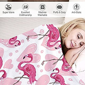 Flamingo Blanket Gifts, 40"x50" Cute Throw Blanket for Girls Women, Soft Warm Cozy Plush Flannel Blankets for Sofa Bed Couch