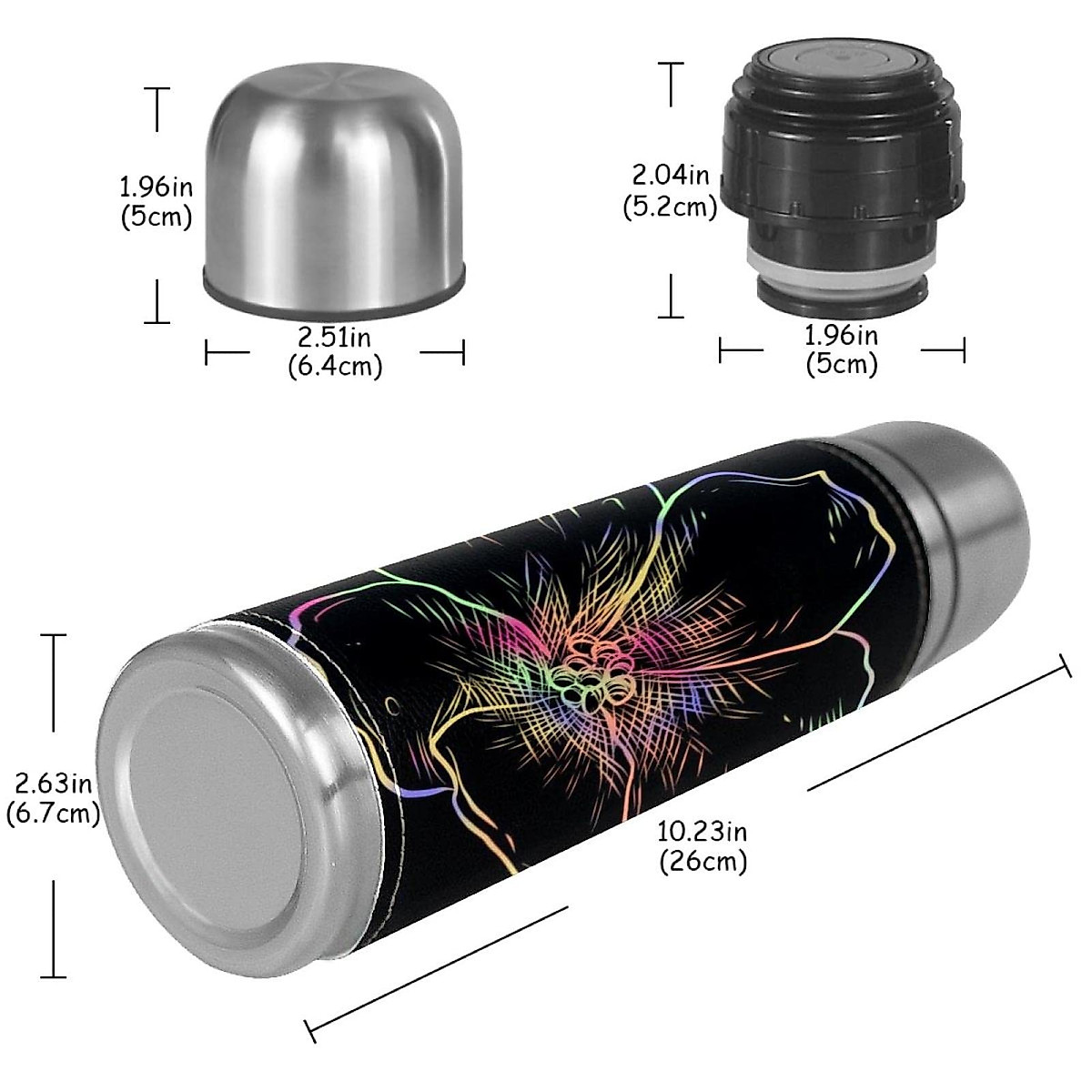 Stainless Steel Leather Vacuum Insulated Mug Rose Thermos Water Bottle for Hot and Cold Drinks Kids Adults 16 Oz