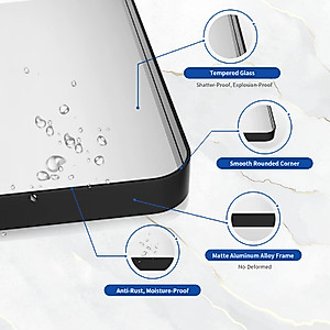 WEER 36X30 Inch Black Metal Framed Bathroom Mirror, Matte Black Bathroom Vanity Mirror, Rectangular Black Wall Mirror for Bathroom, Tempered Glass, Rounded Corner, Hangs Horizontal or Vertical