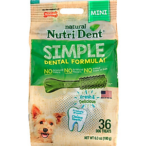 Nylabone Nutri Dent Limited Ingredient Dental Dog Chews, Petite (Up To 10 Lbs), Green